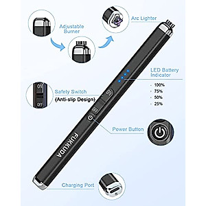 【Upgraded】 Dual Arc Electric Candle Lighter Rechargeable USB Lighter Plasma Arc Lighters for Candle (Obsidian Black)