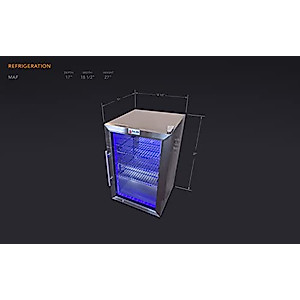 Mont Alpi MAF 2.7 Cubic Ft Outdoor Rated Glass Door Compact Temperature Adjustable Lockable Refrigerator Beverage & Wine Cooler Module w/ 3 Adjustable Racks + Blue LED Lighting