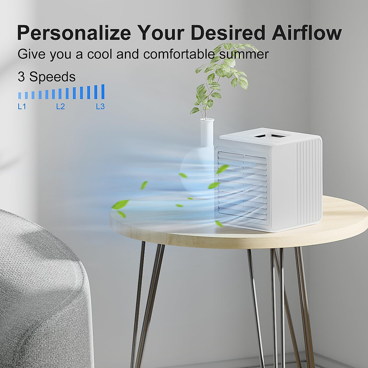 Cozzyben Mini Air Conditioner Portable Water Small USB Ac Unit Personal Evaporative Swamp Cooler Ice Fan for Desk Room Bedroom Car Camping Tent