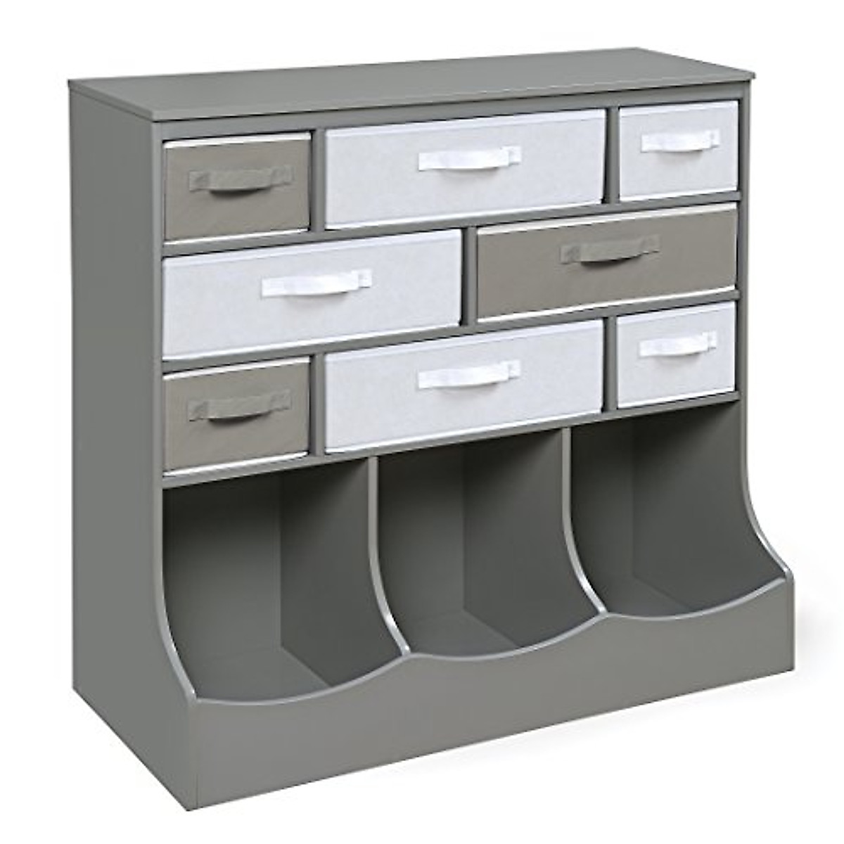 Storage Station 8 Cubby 3 Bin Organizing Unit with Reversible Baskets