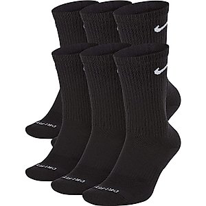 NIKE Plus Cushion Socks (6-Pair) (M (Men's 6-8 / Women's 6-10), Low (Sport Cut) Black)