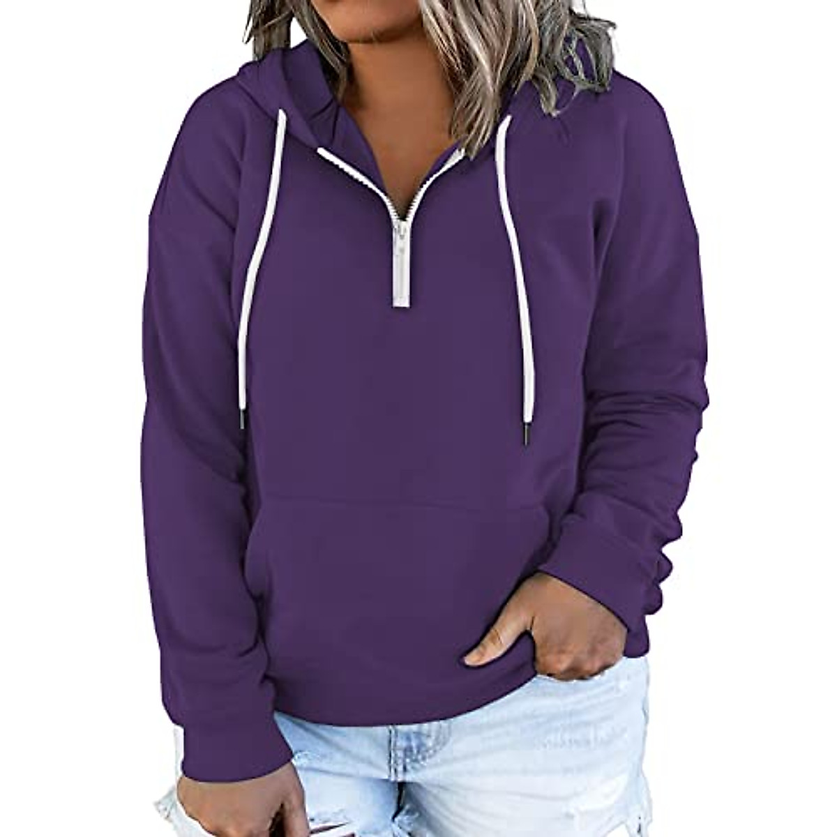 VISLILY Womens Plus Size Hoodies Fashion Pullover Sweatshirts with Pockets Xl Purple 16W
