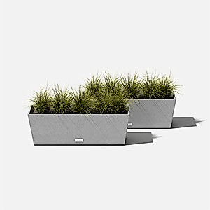 Veradek Pure Series Window Box Planter - Long Rectangular Planter for Indoor or Outdoor Windowsill/Balcony | Durable All-Weather Use with Drainage Holes | Modern Decor for Herbs, Small Plants, Flowers