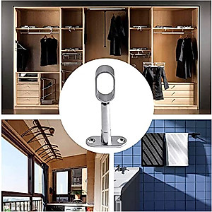Yinpecly 0.63" x 1.18"(WxL) Zinc Alloy Oval Closet Rod Support Bracket Without Screws for Wardrobe Cupboard Clothes Hanging Silver Tone 4pcs