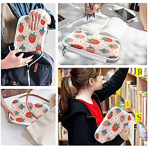 ZZKKO Strawberries Cute Pink Pencil Bag Case Zipper Pencil Holder Organizer Stationary Pen Bag Cosmetic Makeup Bag Pouch Purse for School Office Supplies