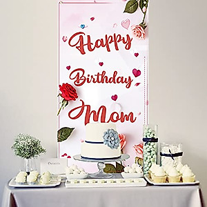 Labakita Happy Birthday Mom Door Banner, Mom/Women Birthday Decorations, Women Birthday Door Banner, Happy Birthday Backdrops for Women