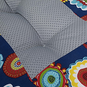 Magpie Fabrics Patio Bench Cushion 42"x18", Indoor/Outdoor Non-Slip Water Resistant Long Seat Pads, Tufted Loveseat Cushion for Swing, Settee, Window, Garden, Wicker, Front Porch (Heronsbill Navy)