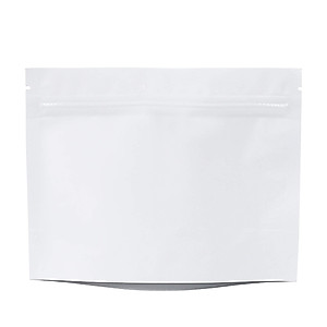QQ Studio 100 Food Safe Glossy Horizontal Stand Up QuickQlick™ Bags With Zipper Seal for Food and Snacks (White, 17x13cm (6.7x5.1"))