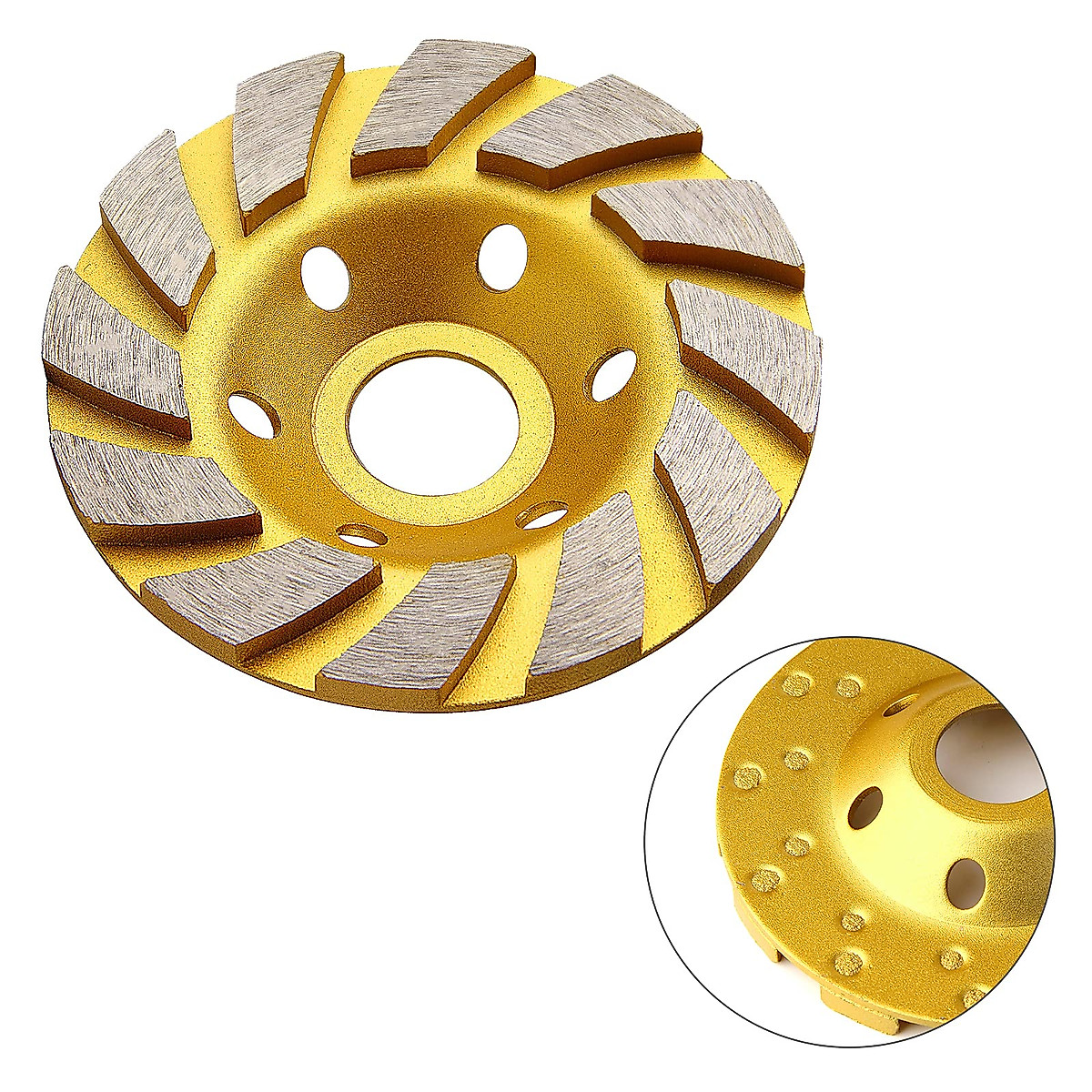 sansheng 4 Pack Concrete Grinding Wheel 4 Inch Concrete Turbo Diamond Grinding Cup Wheel 12 Segs Heavy Duty Angle Grinder Wheels for Angle Grinder