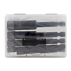 SHDIATOOL Dry Diamond Drill Bits Set for Porcelian Tiles Marble Granite Quick Change Hex Shank Stone Hole Bits(6/8/10/12/14mm) 5pcs