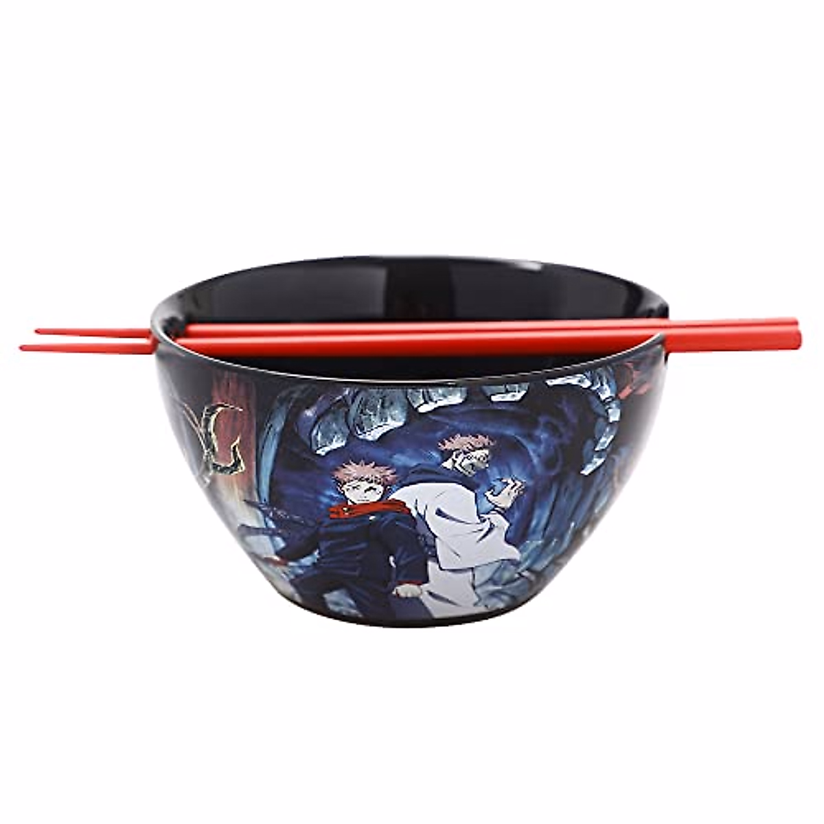 Bioworld Jujutsu Kaisen Yuji And Sukuna 20 oz Ramen Bowl With Chopsticks