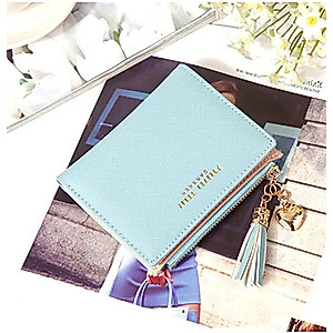 Belsmi Women's Small Compact Slim Leather Mini Wallet Lady Purse Zipper Pocket Card Organizer Bifold Wallets (Pink)