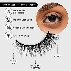 Velour Effortless Lashes, Natural Looking False Eyelashes, Fluffy & Lightweight No Trim Eyelashes, Reusable Fake Lashes For All Eye Shapes, Vegan & Cruelty-Free, Lash Glue not Included (Short & Sweet)