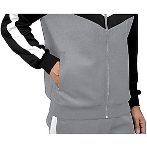 Men's Tracksuits Set with Full Zip Leisure Athletic Sports Jogging Sweat Suits Grey Medium