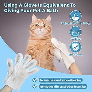 Vannon Extra Thick Pet Bathing Wipes for Dogs & Cats, Cleaning & Deodorizing Grooming Gloves, Nourish Fur Glove Wipes for Daily Care and Traveling, Rinse Free, Unscented, 6 PCS
