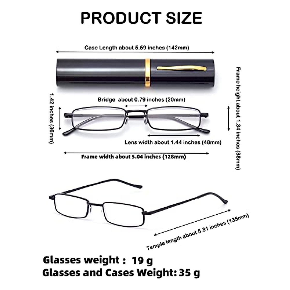 HIGHLIKE 2-Pack Slim Pocket Reading Glasses Men Women, Compact Readers Super Clear Lens, Spring Hinge Metal Frame Eyeglasses, Red Red 2.0 x