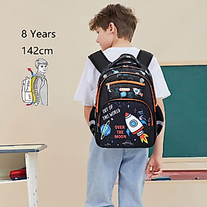 Kid Bookbag Boy Kindergarten Elenemtary Preschool Multi Compartment Backpack, Chest Strap Side Pockets