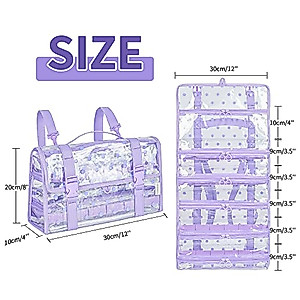 Yewiwin Doll Storage Organizer Backpack Compatible with OMG&LOL Surprise Dolls All,Clear View Hanging Dolls Carrying Case for Girl,Bag Only (Purple)