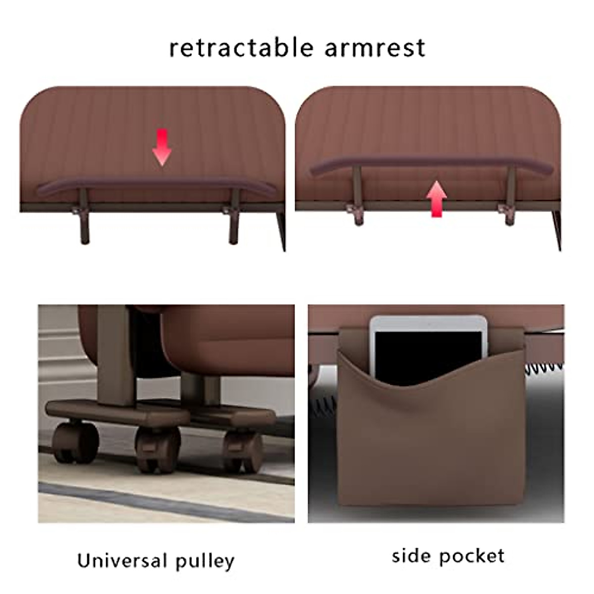 SHENXINCI Double Folding Be,with Mattress Portable Foldable Guest Beds Rollaway Beds for Adults with Luxurious Memory,5 Inch Foam Mattress and Super Sturdy Frame, 4 Size/Brown