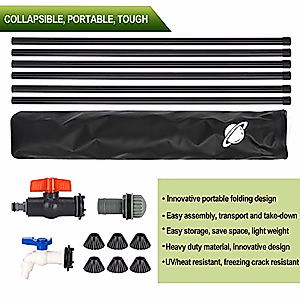 53 Gallon Portable Rain Barrel Water Tank - Collapsible Rainwater Collection System Storage Container - Water Collector Barrels Include Two Spigots and Overflow Kit - Comes with 25 Garden Labels