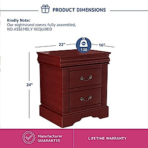 Acme Louis Philippe III Nightstand, Cherry Finish