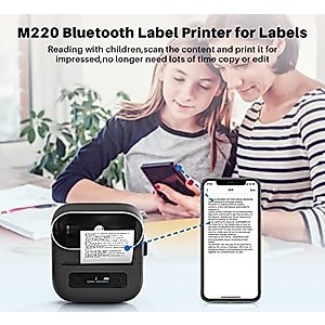 Phomemo M220 Label Maker, Bluetooth Label Printer, 3.14 Inch Portable Thermal Label Maker Machine for Barcode, Labeling, Organizing, Small Business, Compatible with iOS & Android, with 3 Label