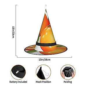 EVANEM Orange Citrus 2 Pcs Halloween Witch Hats With Led Lights Halloween Decorations Hat For Women Glowing Witch Hat