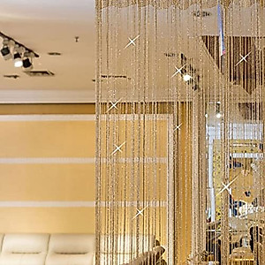 DLD String Curtains Beaded Door Curtain,Curtains Panel Divider Window Door Fly Screen for Door Wall and Window Decoration,200cm x 100 cm(200cm*100 cm,Golden)