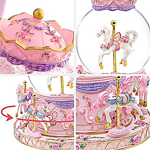 Carousel Horse Music Box Gift, Carousel Snow Globe with Lights Gifts for Kids Daughter Woman Girls Mom Wife Christmas Birthday Valentine Play You are My Sunshine