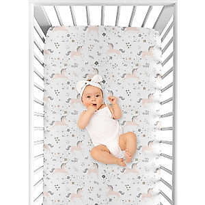 Pink, Grey and Gold Baby or Toddler Fitted Crib Sheet for Unicorn Collection by Sweet Jojo Designs