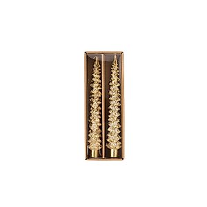 Mud Pie Christmas Taper Candle, 10", Gold Tree