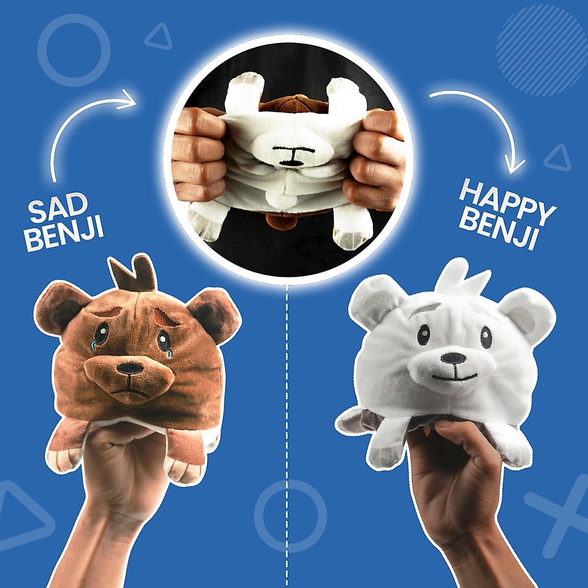 Reversible Toy Plush for Girls & Boys, Educational Mood Regulating Plushie Teddy Bear, Chocolate Scented Benji The Bear Realistic Stuffed Animal for Babies, Toddlers, Preschool, Kindergarten