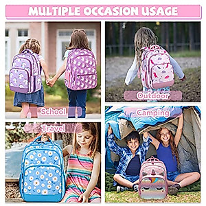 VASCHY School Backpack for Girls, 16in Water Resistant Backpack for Kids Preschool/Primary/Elementary Schoolbag Bookbag for Girls with Tablet Sleeve Pink Dino