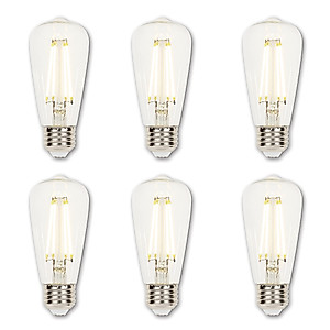 Westinghouse 4518700 6.5 Watt (60 Watt Equivalent) ST15 Dimmable Clear Filament LED Light Bulb, Medium Base (6-Pack)