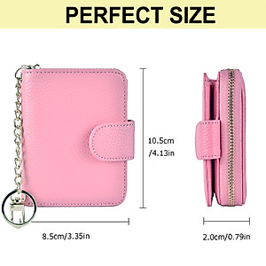 Beurlike Women's RFID Credit Card Holder Organizer Case Leather Security Wallet (Upgrade a (10 Accordion/Key Ring) - Pink)