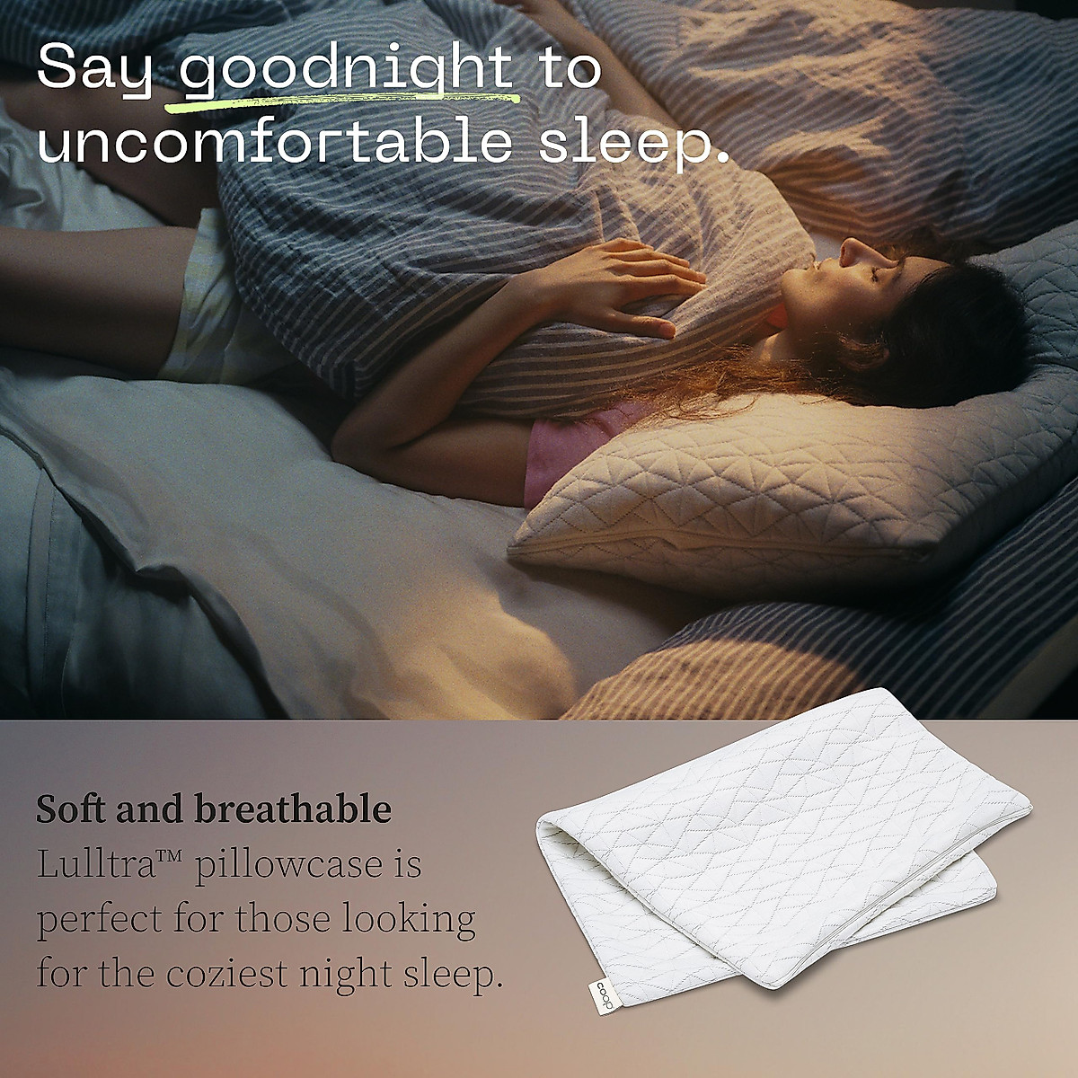 Coop Home Goods Original Pillow Case, Queen Size Pillow Case for Memory Foam Pillows, Breathable Ultra Soft Lulltra Fabric Cover with Zipper, Polyester/Rayon