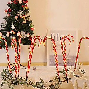 Christmas Candy Cane Lights,LED Christmas Candy Cane Lights， Fairy Landscape Lighting Outdoor Garden Pathway Yard Lawn， Lamp Home New Year Xmas Decoration 10pcs
