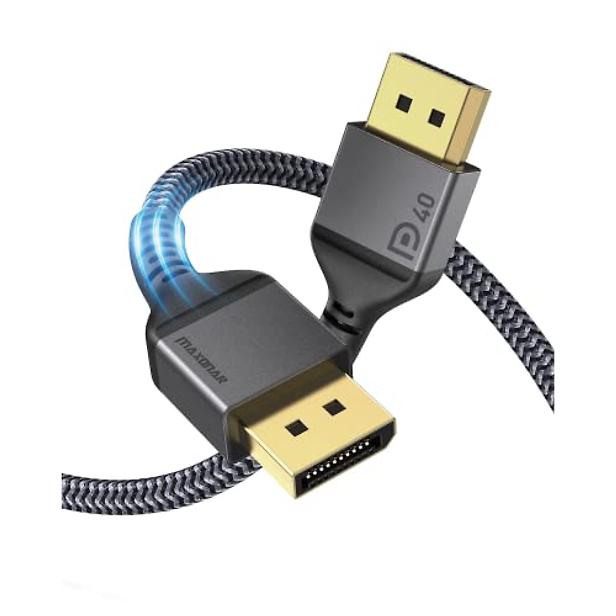 Maxonar VESA Certified DisplayPort 2.1 Cable, 16K DisplayPort Cable 2.0 Supports 80Gbps,16K@60Hz, 10K@60Hz, 8K@60Hz, 4K@165Hz, HDR, HDCP 2.2, 3D, ARC for Gaming Monitor, TV, PC, Laptop(6.6FT/ 2M)