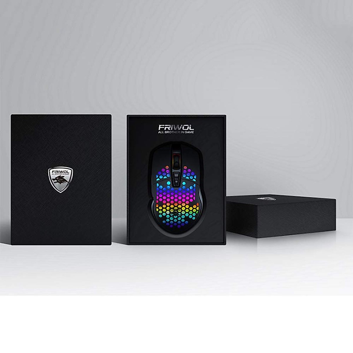 Lightweight Gaming Mouse, Honeycomb USB Wired Mouse with Backlight, 4000 DPI, RGB Computer Gaming Mouse for Mac, Laptop, PC (Black)