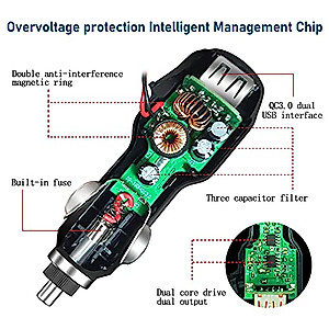 Radar Detector Power Cord,for Uniden Escort Valentine Beltronics Passport Cobra etc Radar Detector,with Dual USB QC3.0 Quick Charger(DC3.5-QC3.0)