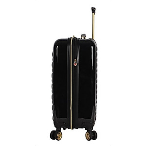 Betsey Johnson Designer 20 Inch Carry On - Expandable (ABS + PC) Hardside Luggage - Lightweight Durable Suitcase With 8-Rolling Spinner Wheels for Women (Heart to Heart Black)