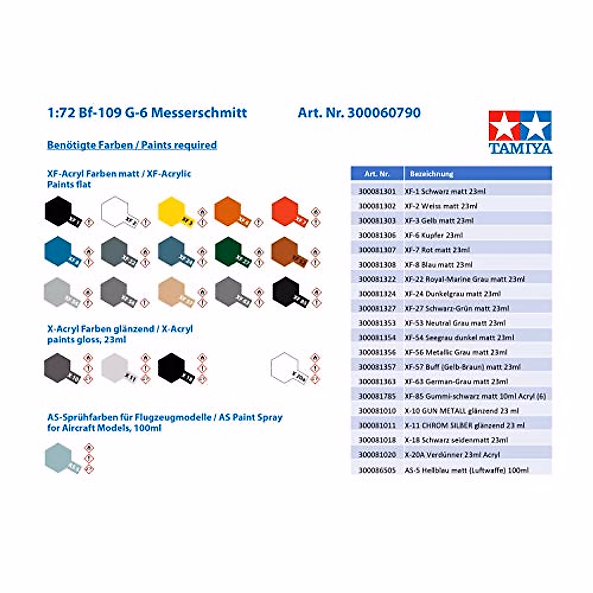 Tamiya 60790 1/72 Messerschmitt BF109 G-6 Plastic Model Airplane Kit