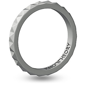 Knot Theory Silver Thin Stackable Silicone Ring - 2mm Slim Wedding Band Size 5
