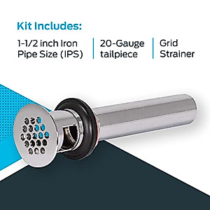 EZ-Flo 1-1/4 Inch x 8 Inch Replacement Bathroom Sink Grid Strainer, Chrome, 35072