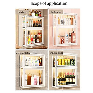 Wall Mounted Bathroom Medicine cabinets,No Punching Dustproof Cosmetic Storage Box,Over-The-Toilet Storage Organizer, Multi Purpose Jewelry Rack,Hanging Floating Rack for Garage Laundry Room Kitche