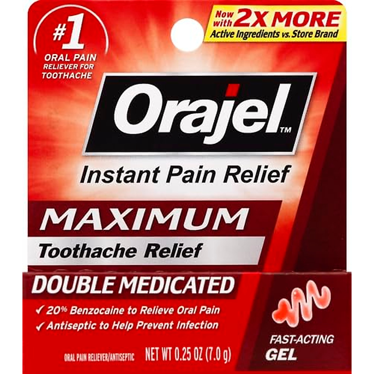 Orajel 3X for Toothache & Gum Pain: Maximum Gel Tube 0.42oz - From #1 Oral Pain Relief Brand - Orajel for Instant Pain Relief