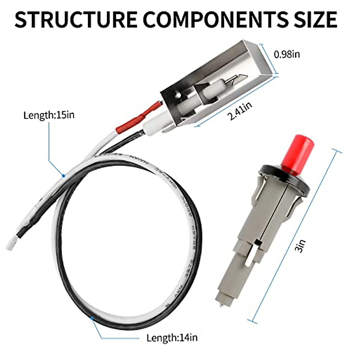 Huazu Ignite Your Weber Grill with The Igniter Kit - Replacement Piezo Igniter Assembly for 7510, Spirit Genesis, Platinum, Silver and Gold Gas Grills