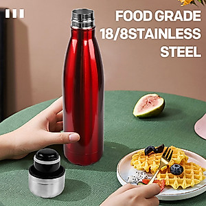 Sfee Insulated Water Bottle, 17oz Stainless Steel Water Bottles, Double Wall Vacuum Reusable Water Bottles Leak Proof BPA-FREE Sports Bottle Cup Keep Hot&Cold for Running Gym Workout Cycling Kids(Red)