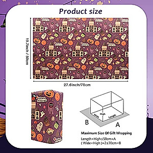 MAMUNU 12 Sheets Halloween Pattern Paper Set, 20×28In Kraft Favor Halloween Wrapping Paper with Sealing Stickers for Halloween Party Decoration DIY Crafting Art Projects