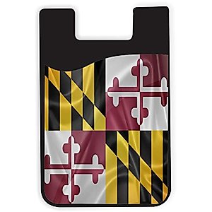 Maryland State Flag Design - Silicone 3M Adhesive Credit Card Stick-on Wallet Pouch for iPhone/Galaxy Android Phone Cases